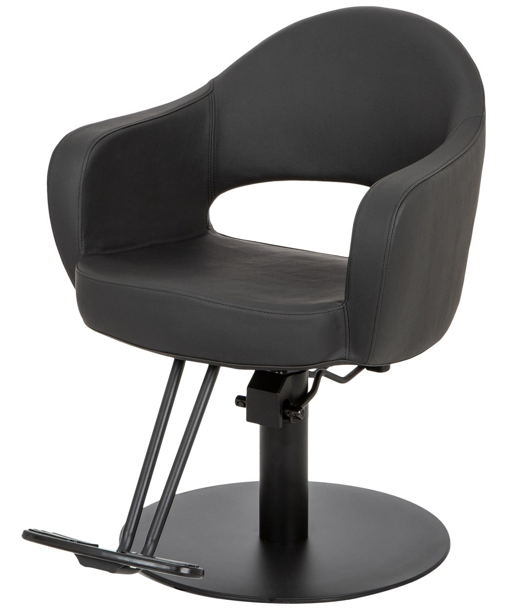Cleo Salon Styling Chair with Crevasse-Free Seat Cushions In All Black ...