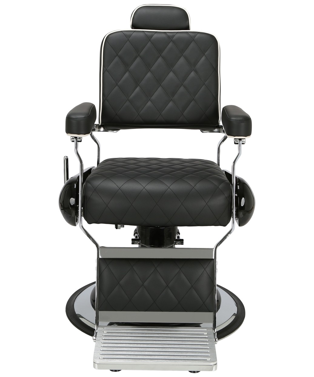 Onyx Barber Chair with Quilted Stitching and White Piping Heavy Duty ...