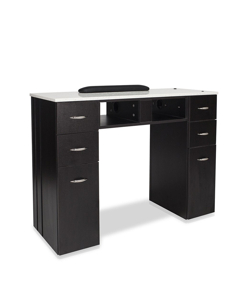J A Manicure Table Desk with White Granite Top and Two UV Dryer Slots for Professional Nail Salons Buy Rite Beauty