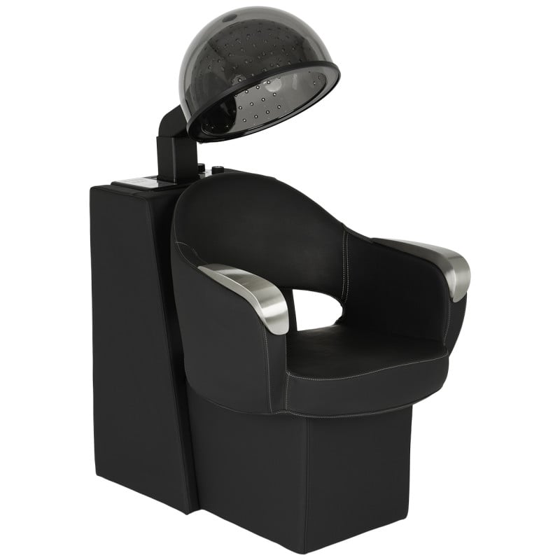 Luna Silver Salon Dryer & Chair Combo with Brushed Metal Arms & Hooded ...