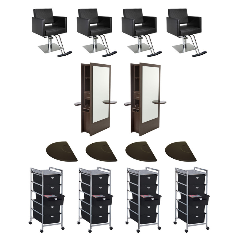 4 Operator Nobu Double Sided Salon Furniture & Equipment Package with ...
