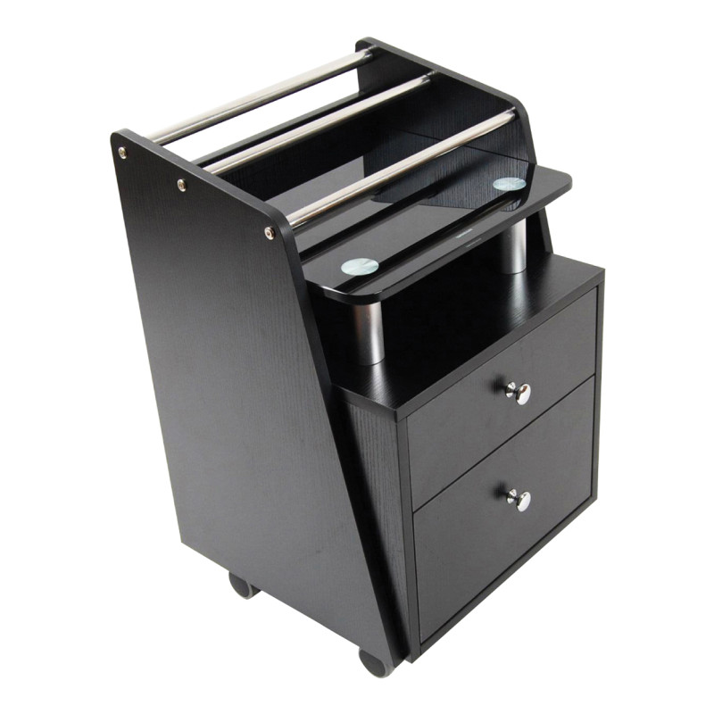 J&A Glass Top Pedicure Cart Trolley With Heavy Duty Wheeled Casters and ...