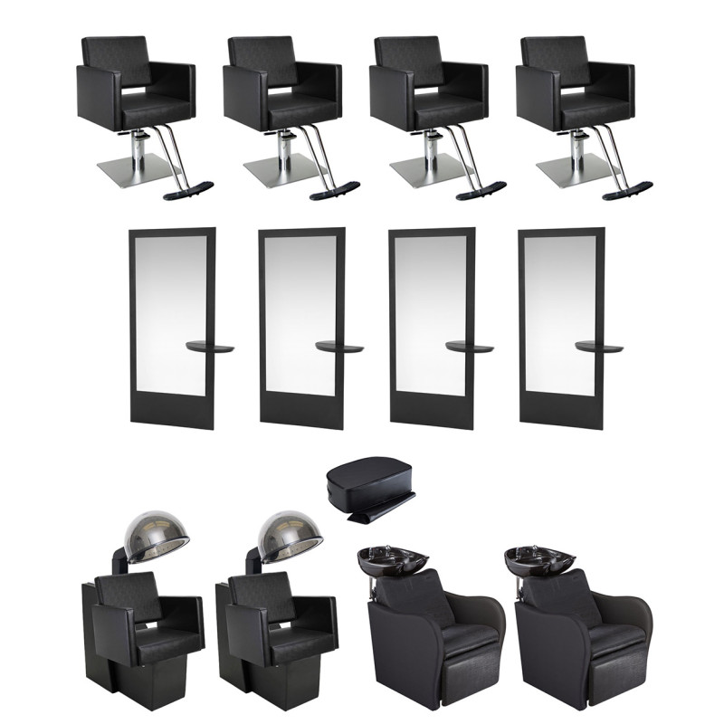 4 Operator Allegro Gold Salon Furniture Package with Styling Chairs ...