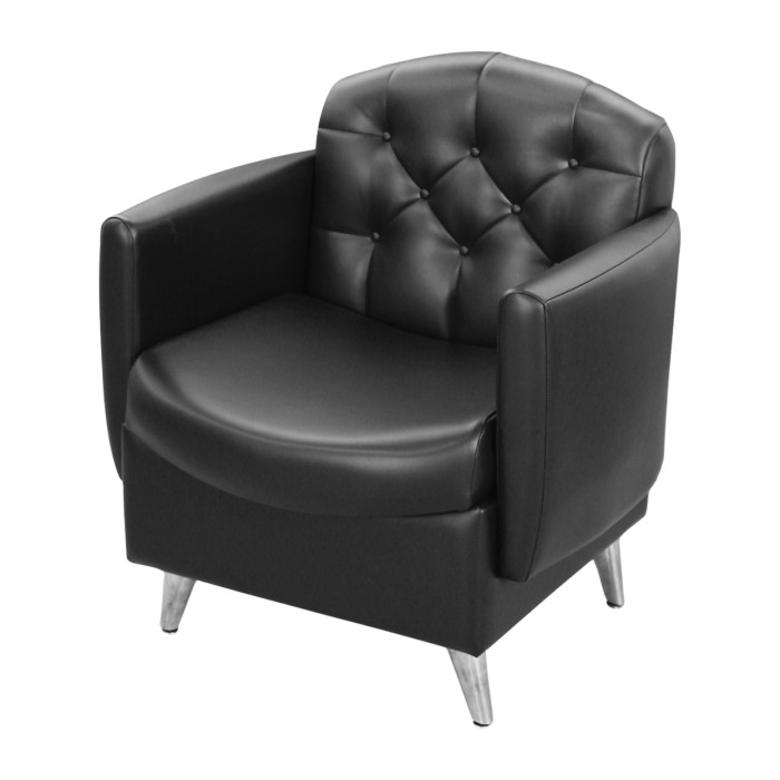 Black Ladder Back Metal Salon Reception Chair With Upholstered Seat and ...