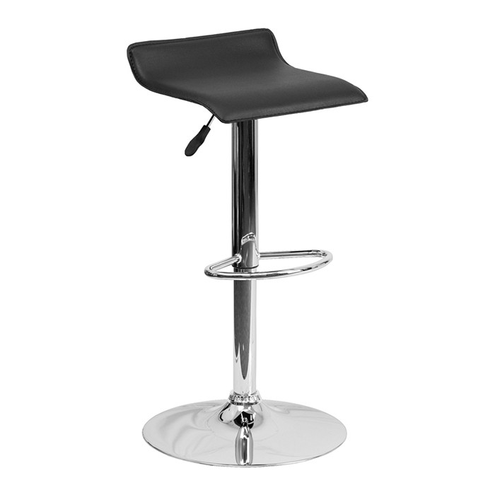 Contemporary Tufted Vinyl Adjustable Salon Stool with Chrome Base and ...