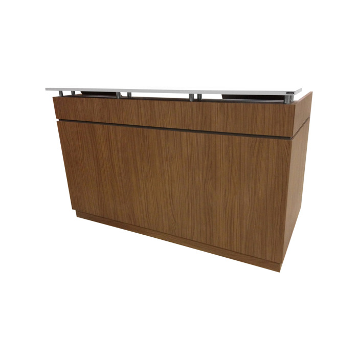 J&A Salon Reception Desk with Glass Top and Mirror Panel for Front Desk ...