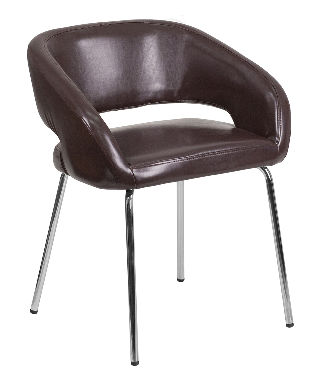 Fusion Salon Reception Chair with Curvy Frame Chrome Legs and Plastic ...