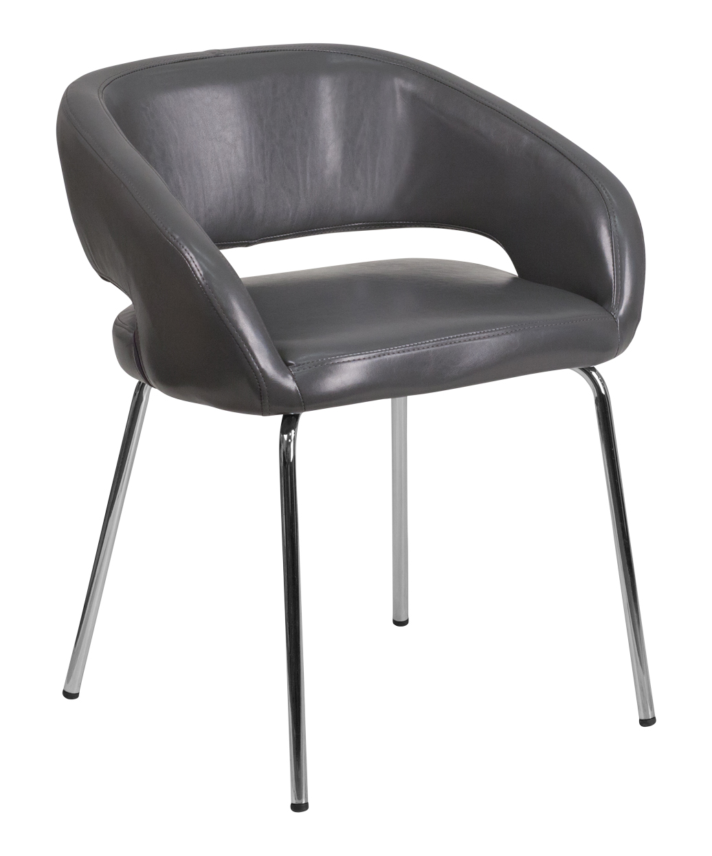 Fusion Salon Reception Chair with Curvy Frame Chrome Legs and Plastic ...