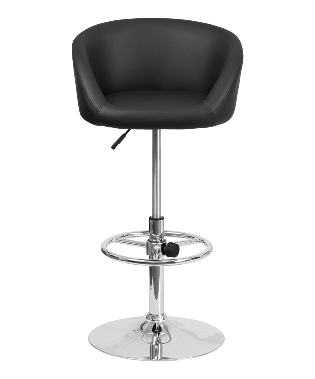Curved Vinyl Adjustable Height Salon Stool with Low Back And Chrome ...
