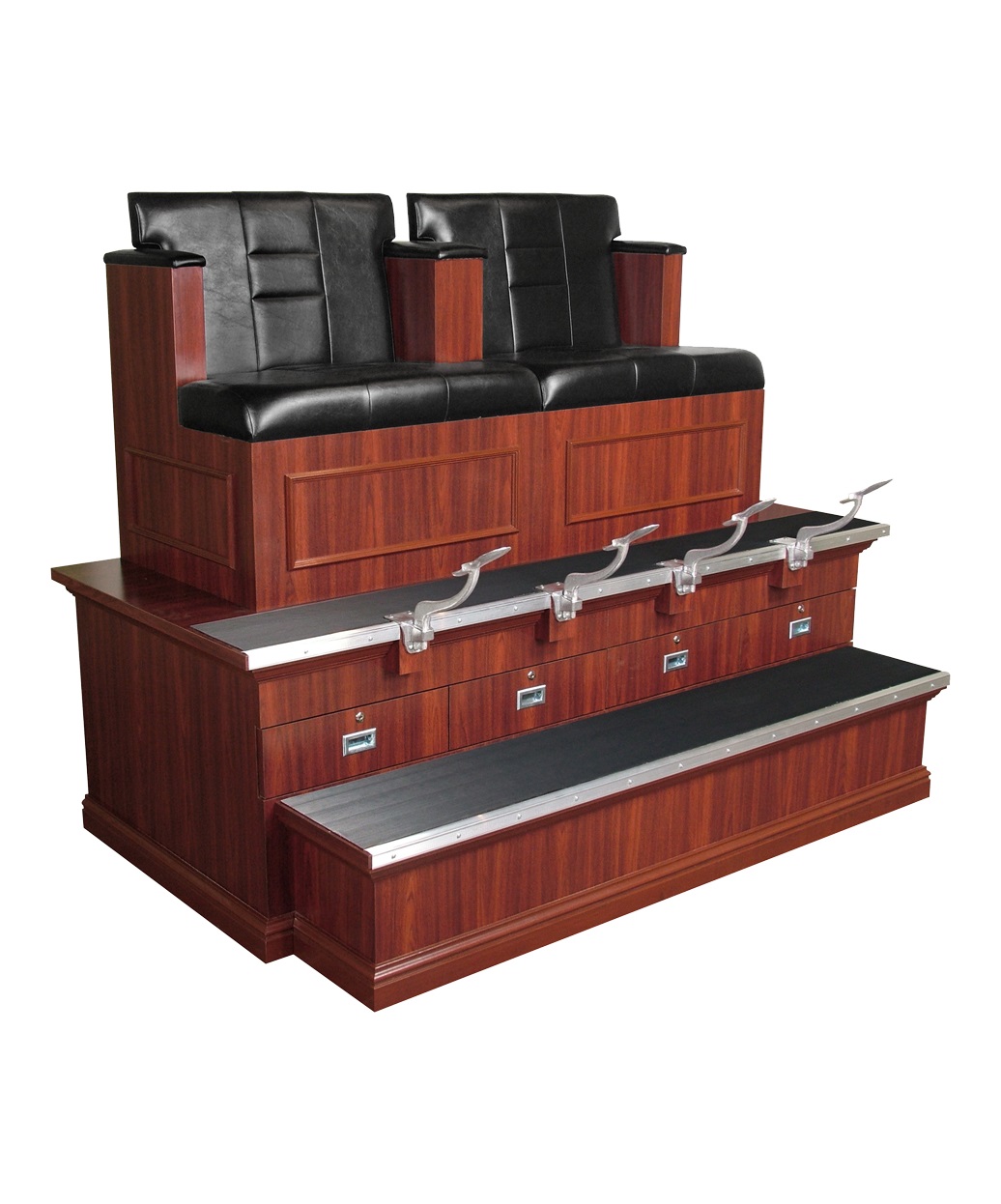 Collins Bradford Double Shoe Shine Stand 9040BX2 Barber Shoe Shine w/ 2 ...
