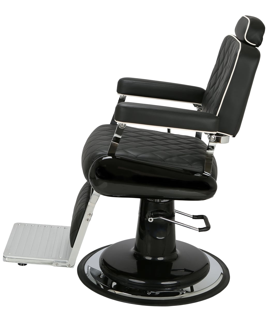 Onyx Barber Chair with Quilted Stitching and White Piping Heavy Duty ...