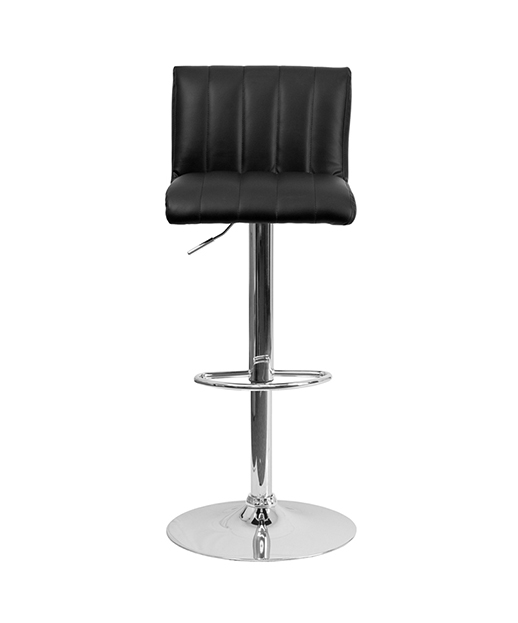 Contemporary Black Vinyl Salon Stool with Lines Height Adjustable ...