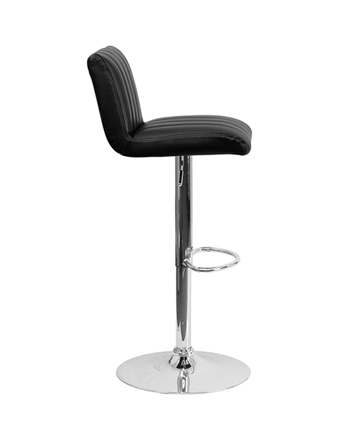 Contemporary Black Vinyl Salon Stool with Lines Height Adjustable ...