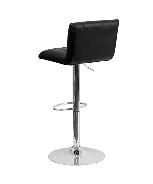 Contemporary Black Vinyl Salon Stool with Lines Height Adjustable ...