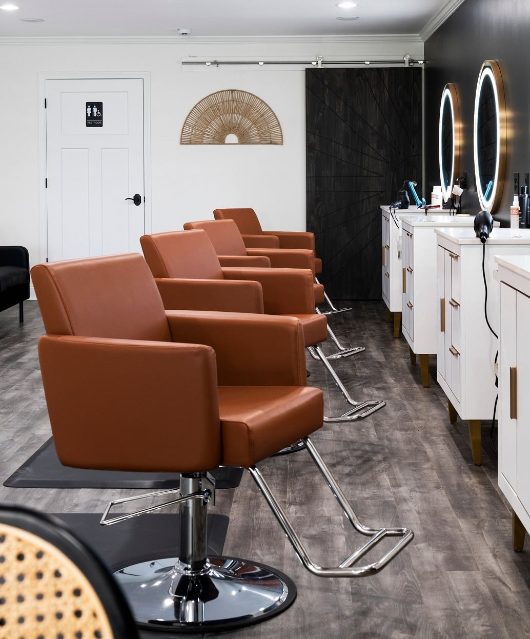 Cammelo Salon Styling Chair with Rich Camel Color Open Back Chic Modern ...