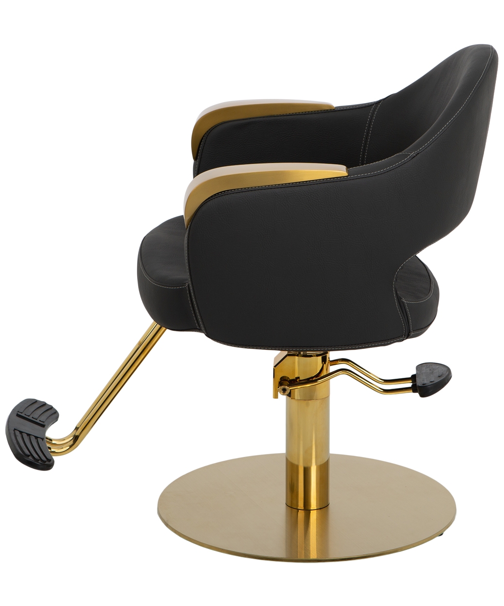 Luna Gold Modern Salon Styling Chair, Brushed Gold Armrests, Base ...