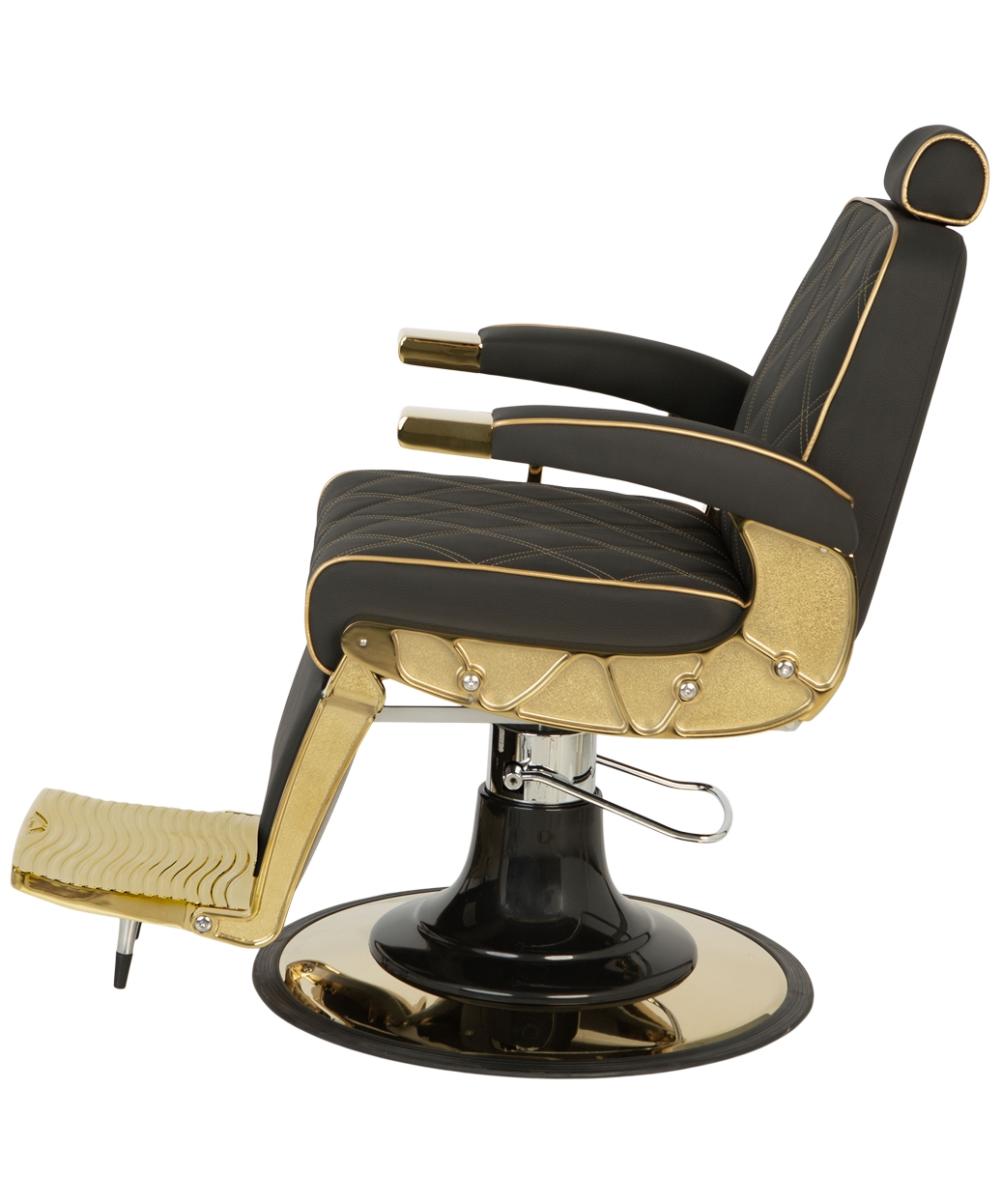 Zeus Gold Professional Barber Chair with Gold Frame & Gold Stitching ...