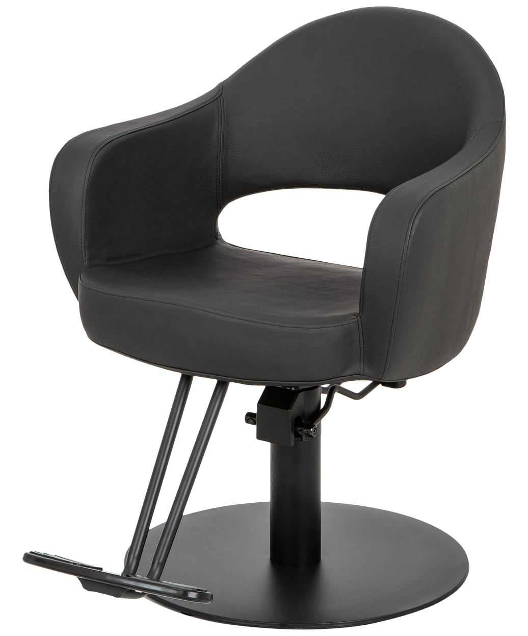 Cleo Salon Styling Chair with Crevasse-Free Seat Cushions In All Black ...