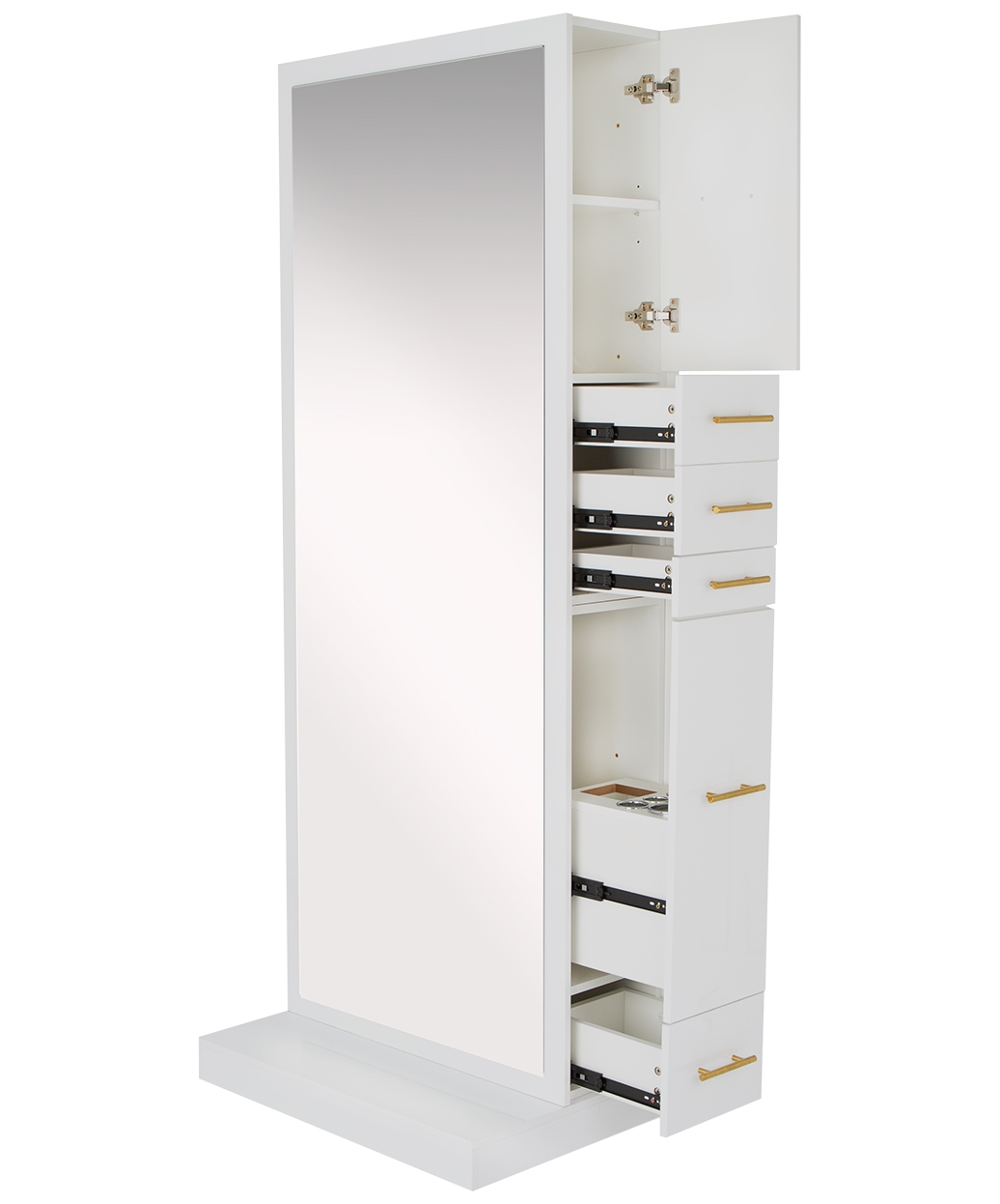 Modena Double Sided Styling Station w/ Full Length Mirror Hidden Wheels ...