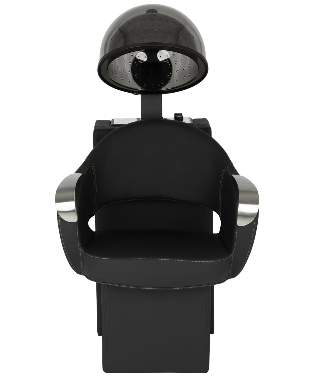 Luna Silver Salon Dryer & Chair Combo with Brushed Metal Arms & Hooded ...