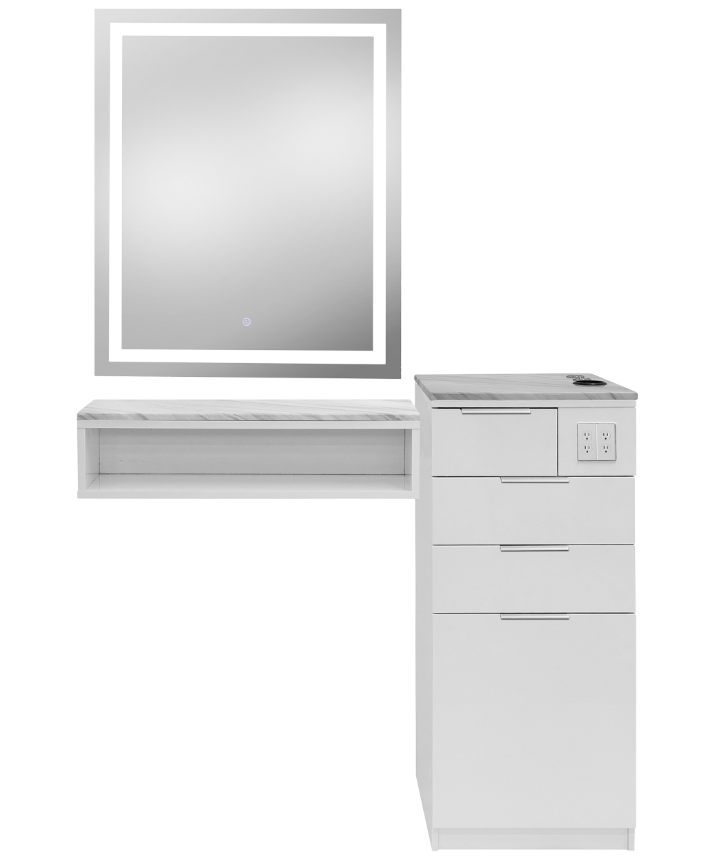 Pibbs Verona Cubby Styling Station & Mirror | Buy-Rite Beauty