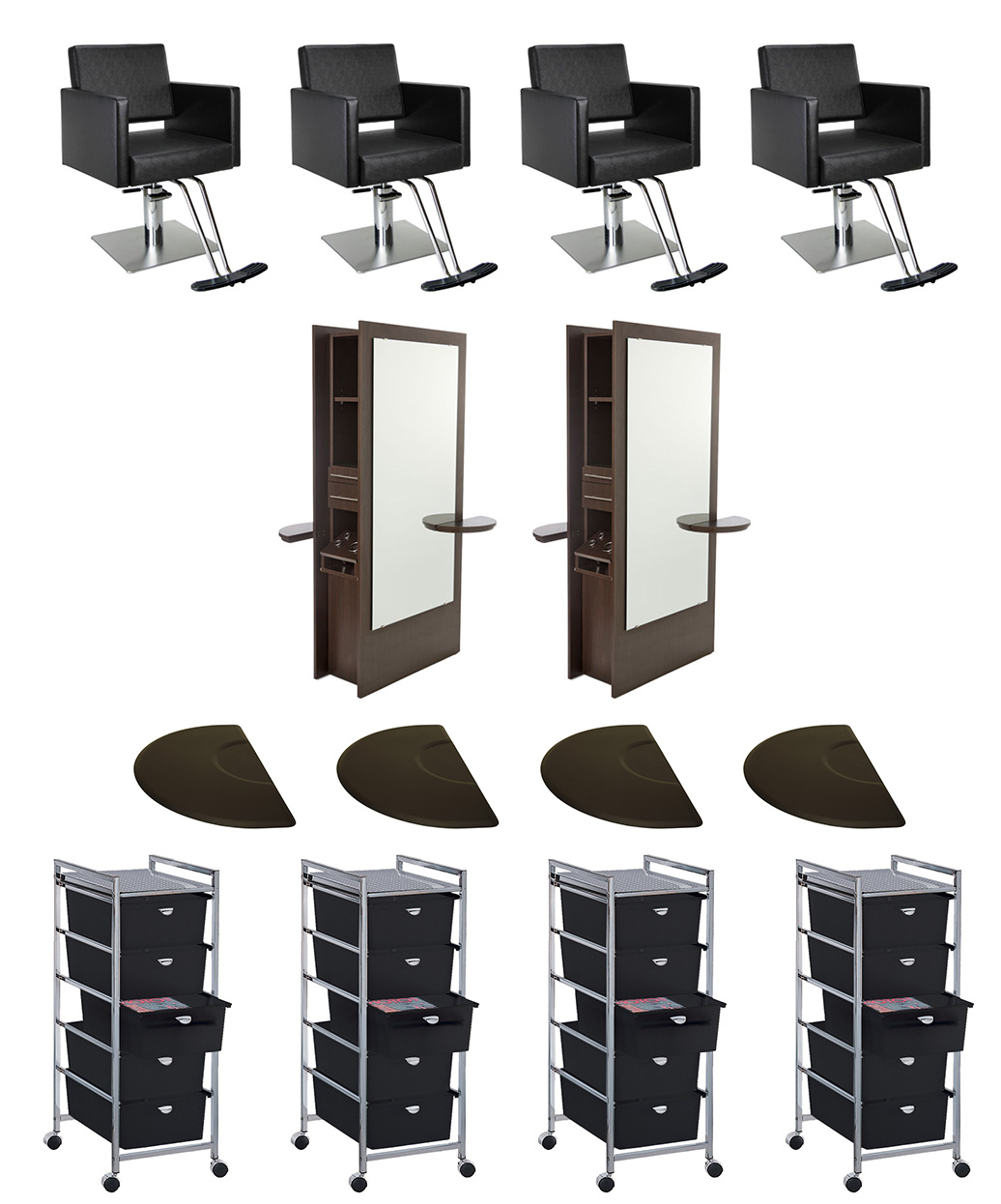4 Operator Nobu Double Sided Salon Furniture & Equipment Package with ...