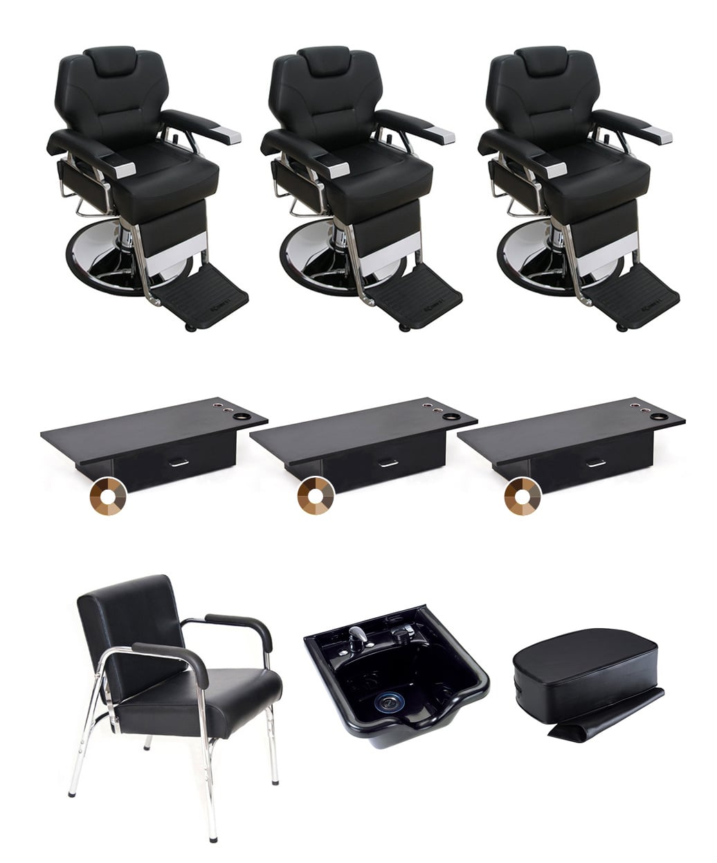 3 Operator Professional Barber Furniture Package for Barbershops With ...