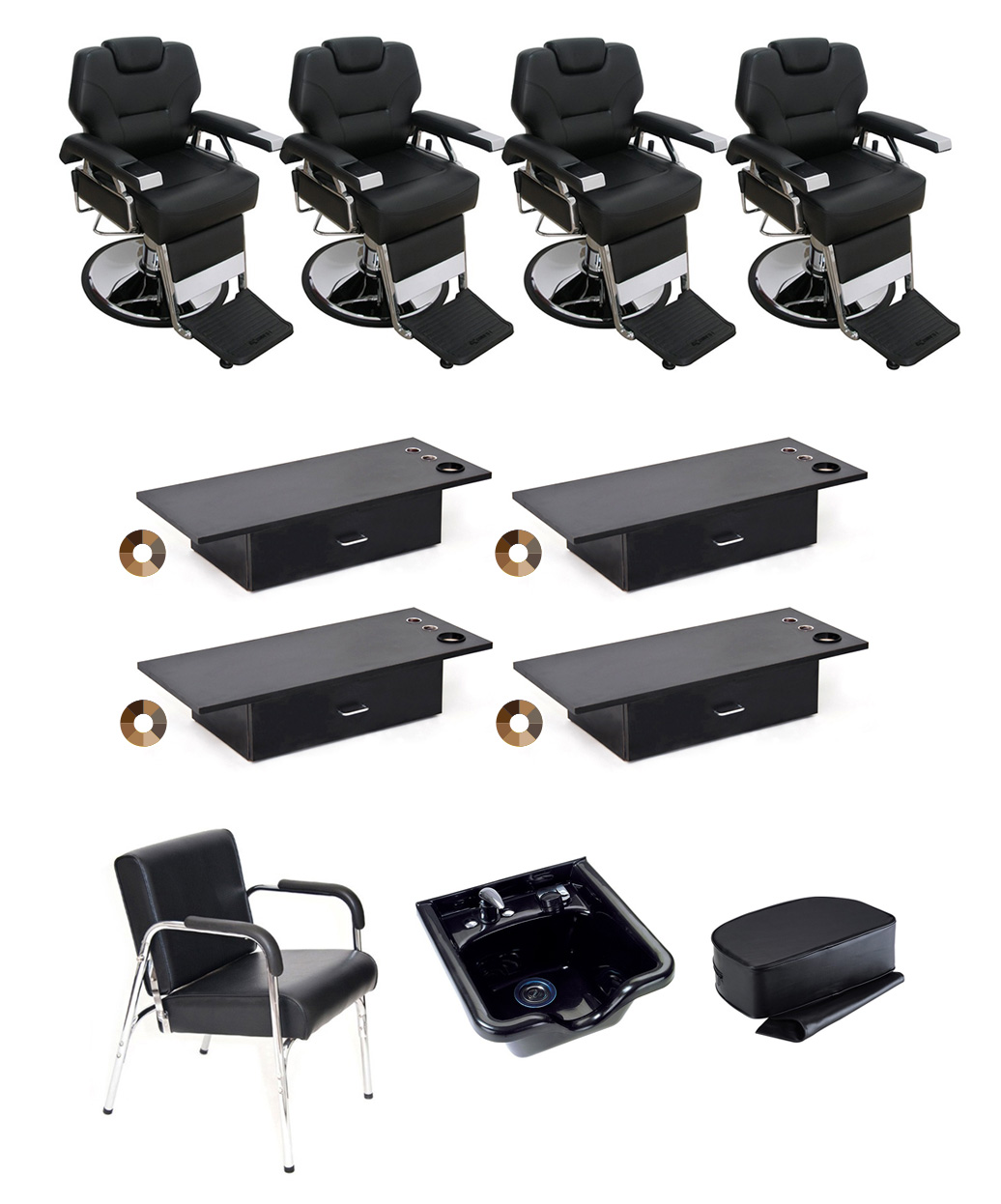 4 Operator Basic Professional Barber Furniture Package for Barbershops ...