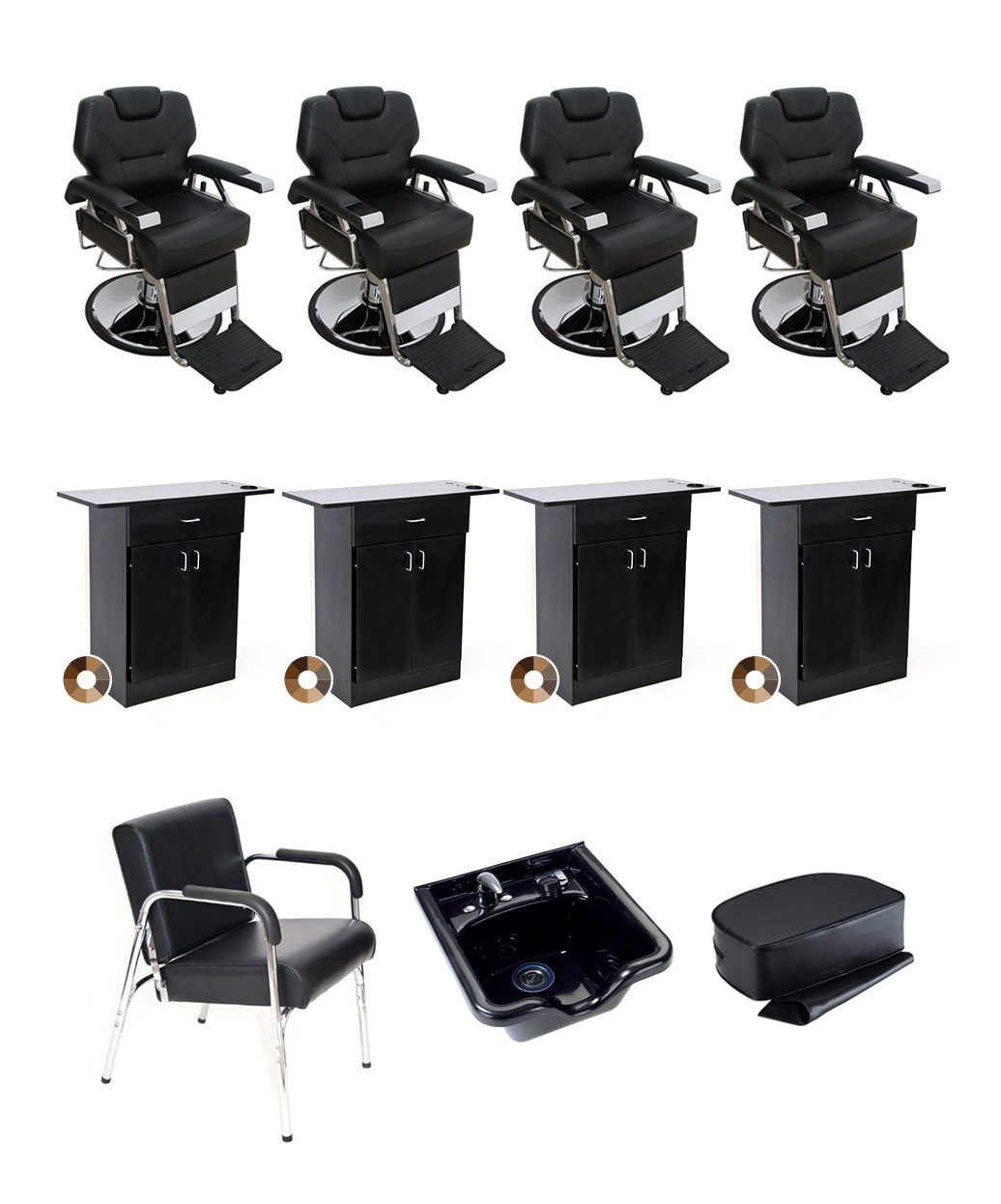 4 Operator Silver Professional Barber Furniture Package for Barbershops ...