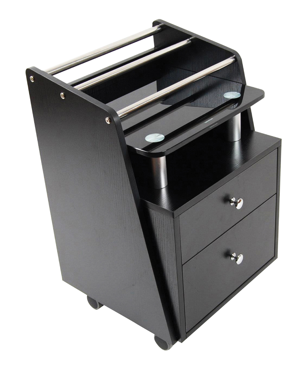 J&A Glass Top Pedicure Cart Trolley With Heavy Duty Wheeled Casters and ...