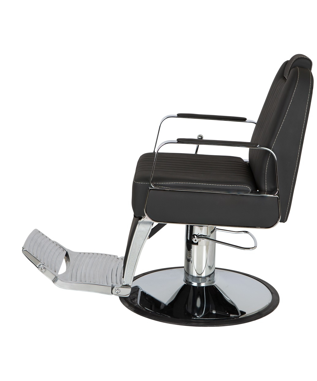 Lenox Classic Reclining Barber Chair with Double Stitch Pattern, Black ...